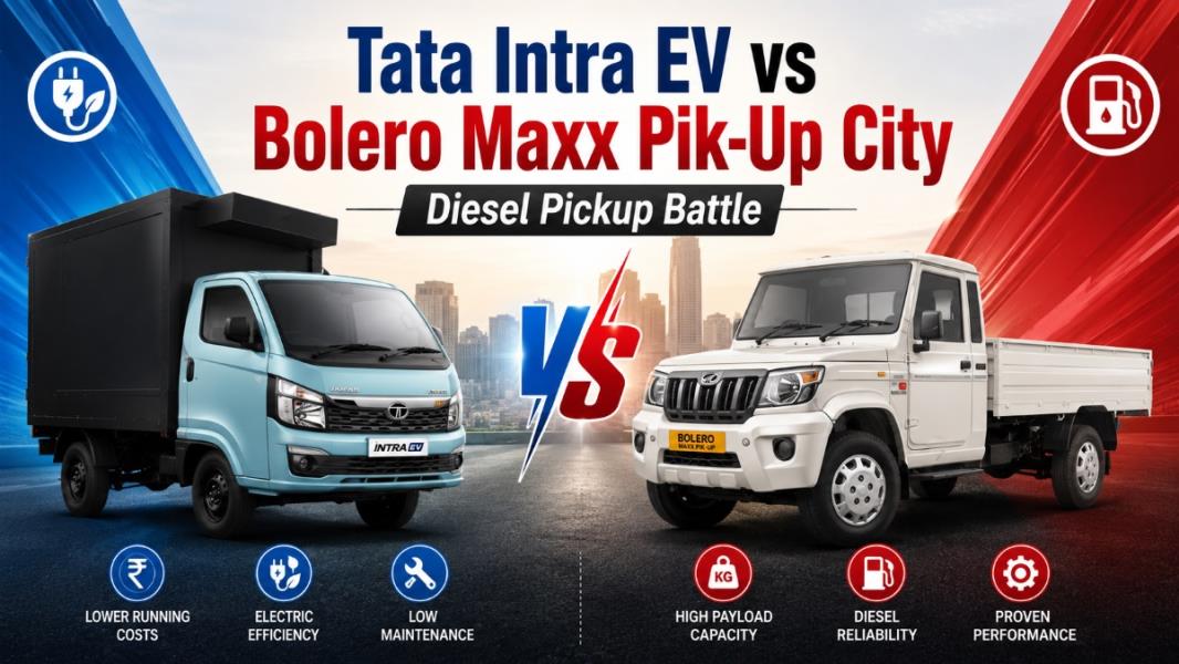 Tata Intra EV vs Bolero Maxx Pik-Up City Diesel Pickup Battle ...